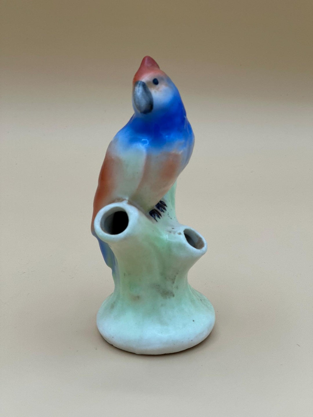 Vintage 1940s Parrot Cockatiel Bird on a Branch Bud Vase Small Planter ...