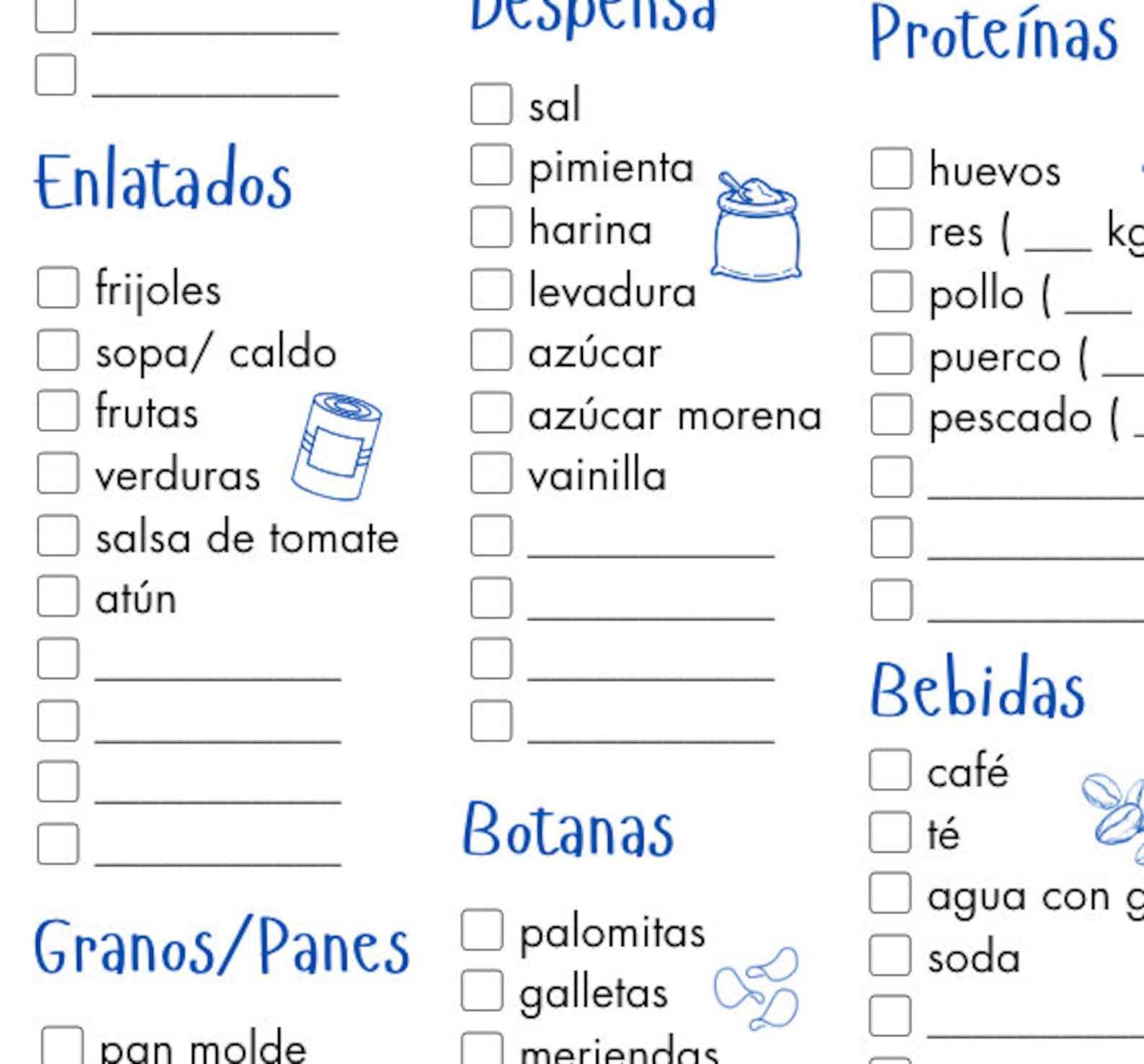 Lista De Supermercado Imprimible / Printable Grocery List in Spanish ...