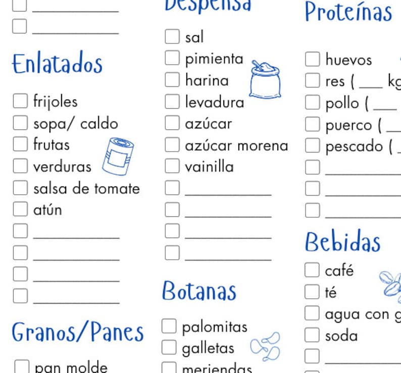 Lista De Supermercado Imprimible / Printable Grocery List in Spanish ...