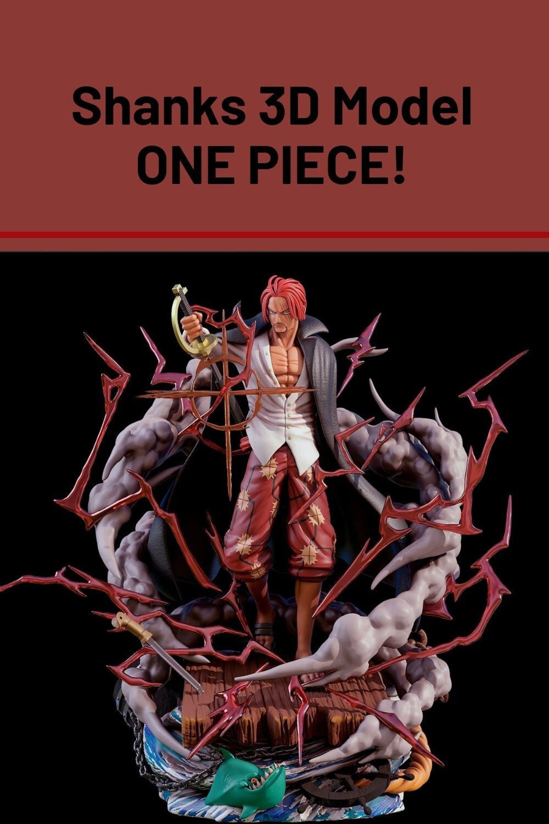 Redhair Shanks 3D Model STL File ONE PIECE - Etsy Canada