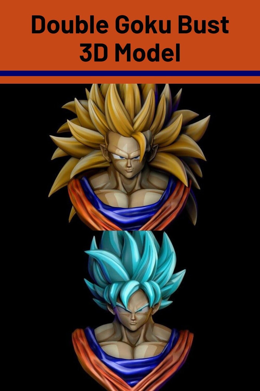 Goku STL File SSJ3 & Ssjblue Bust 3D Model Figure DRAGONBALL - Etsy UK