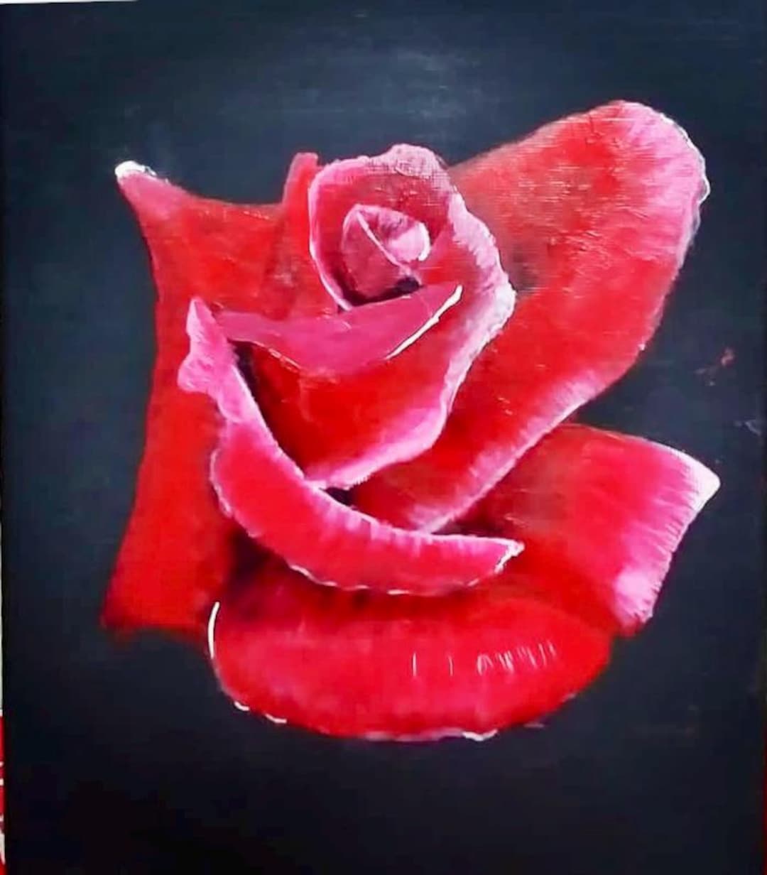 Red Rose Acrylic Painting Wall Decor - Etsy