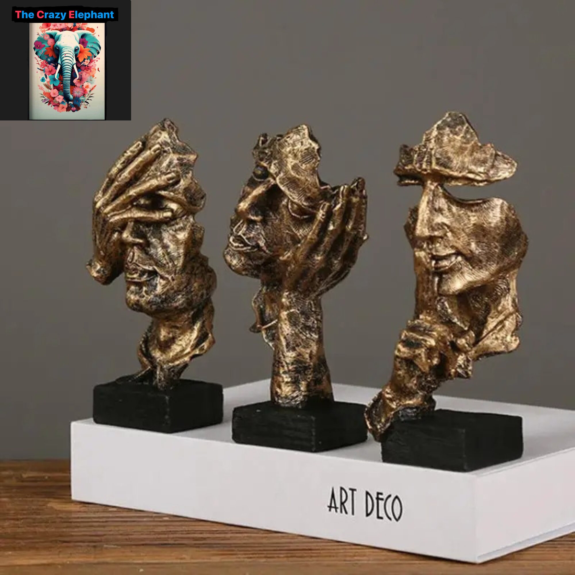 Nordic Vintage Resin Thinker Statue - Silence is Gold Sculpture ...