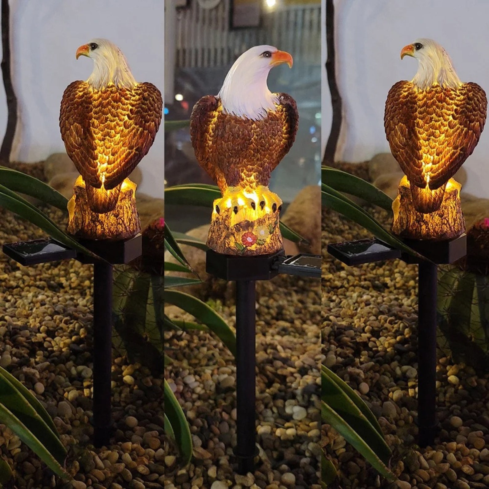Solar LED Owl & Eagle Garden Light: Waterproof Animal Ornament Lamp - Etsy
