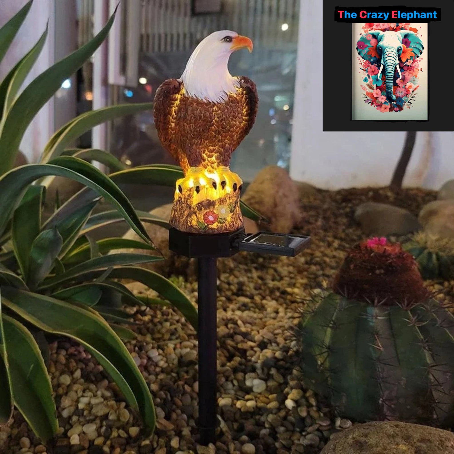 Solar LED Owl & Eagle Garden Light: Waterproof Animal Ornament Lamp - Etsy