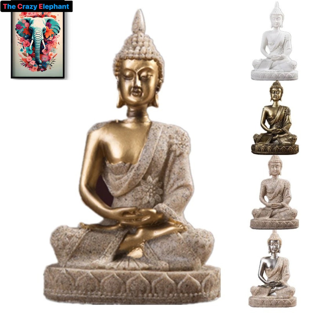 11cm Sandstone India Buddha Statue - Feng Shui Sitting Buddha Sculpture ...