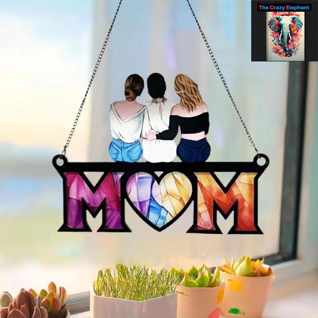 Mother's Day Moon-shaped Acrylic Sign | Festive Mom Hanging Decoration ...