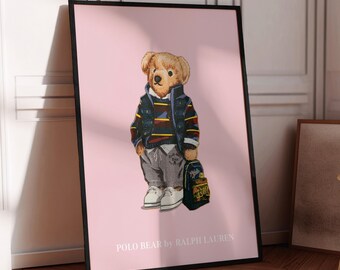 Polo Bear Wall Art Poster, Fashion Magazine Poster, Vintage Fashion ...