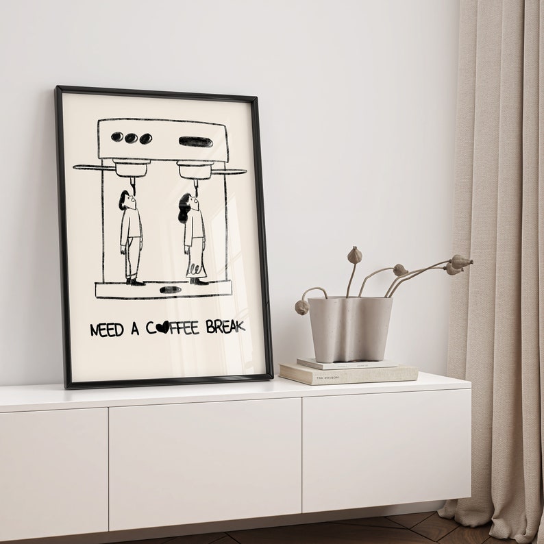 Coffee Poster, Need a Coffee Break, Coffee Bar Print, Kitchen Decor ...