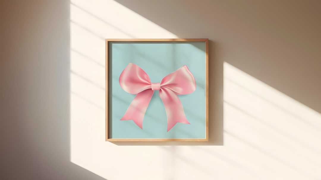 Watercolor Pink Bow Poster, 1:1 Ratio, Coquette Wall Art, Preppy Trendy ...
