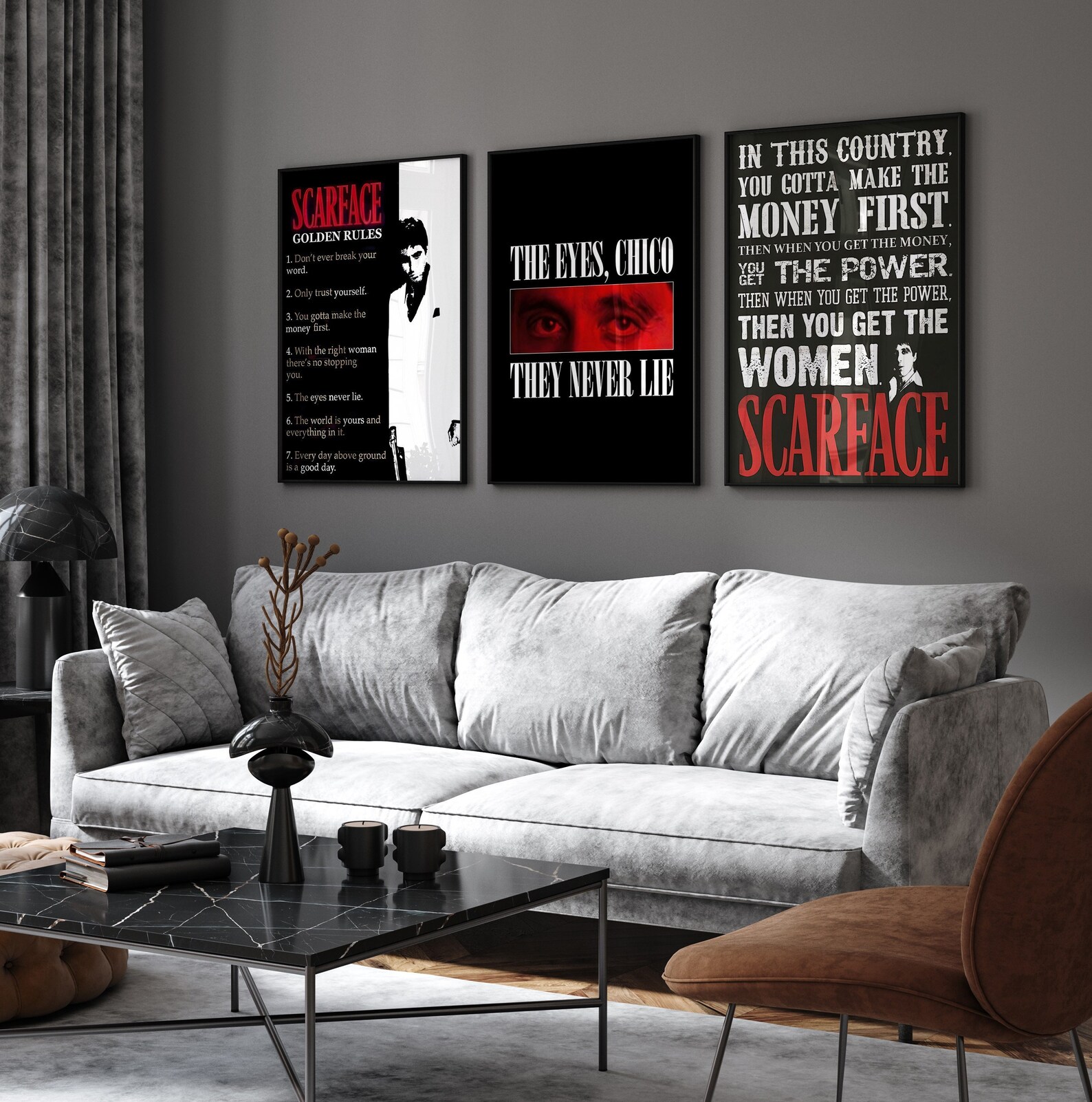 SCARFACE Set of 3 Arts, Tony Montana Print, Scarface Quote, Digital ...