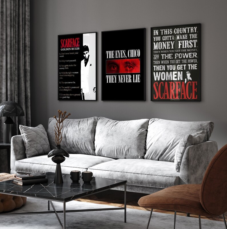 SCARFACE Set of 3 Arts, Tony Montana Print, Scarface Quote, Digital ...
