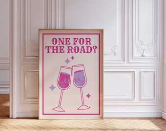 Trendy Wall Art Print Retro Poster One for the Road Bar Cart Modern ...