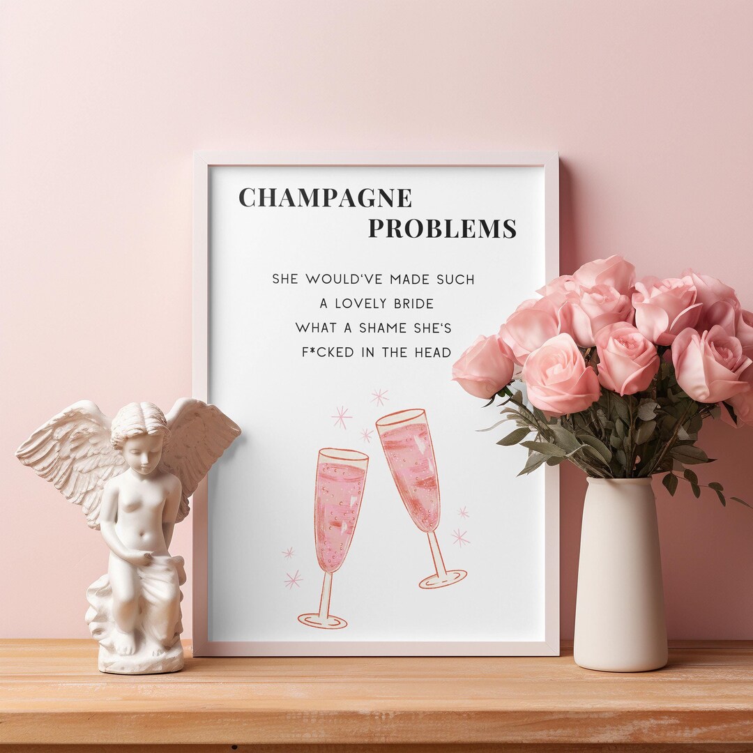 Champagne Problems Coquette Room Decor Evermore Print Lyrics Poster ...