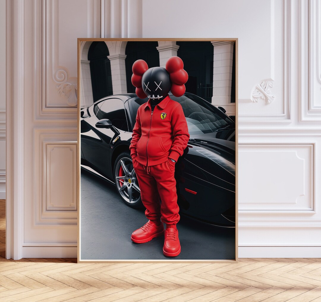 Digital KAWS and Car Ferrari, Graffiti Hypebeast Poster, Printable KAWS ...