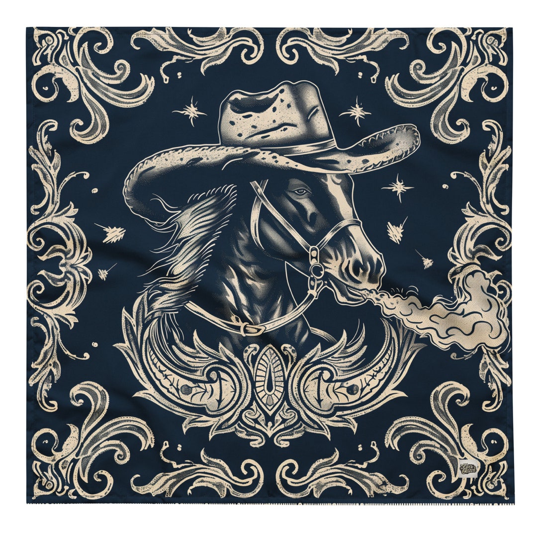 Western Cowboy, Midnight Mustangs Bandana, Cowgirl, Pet Bandana, Wild ...