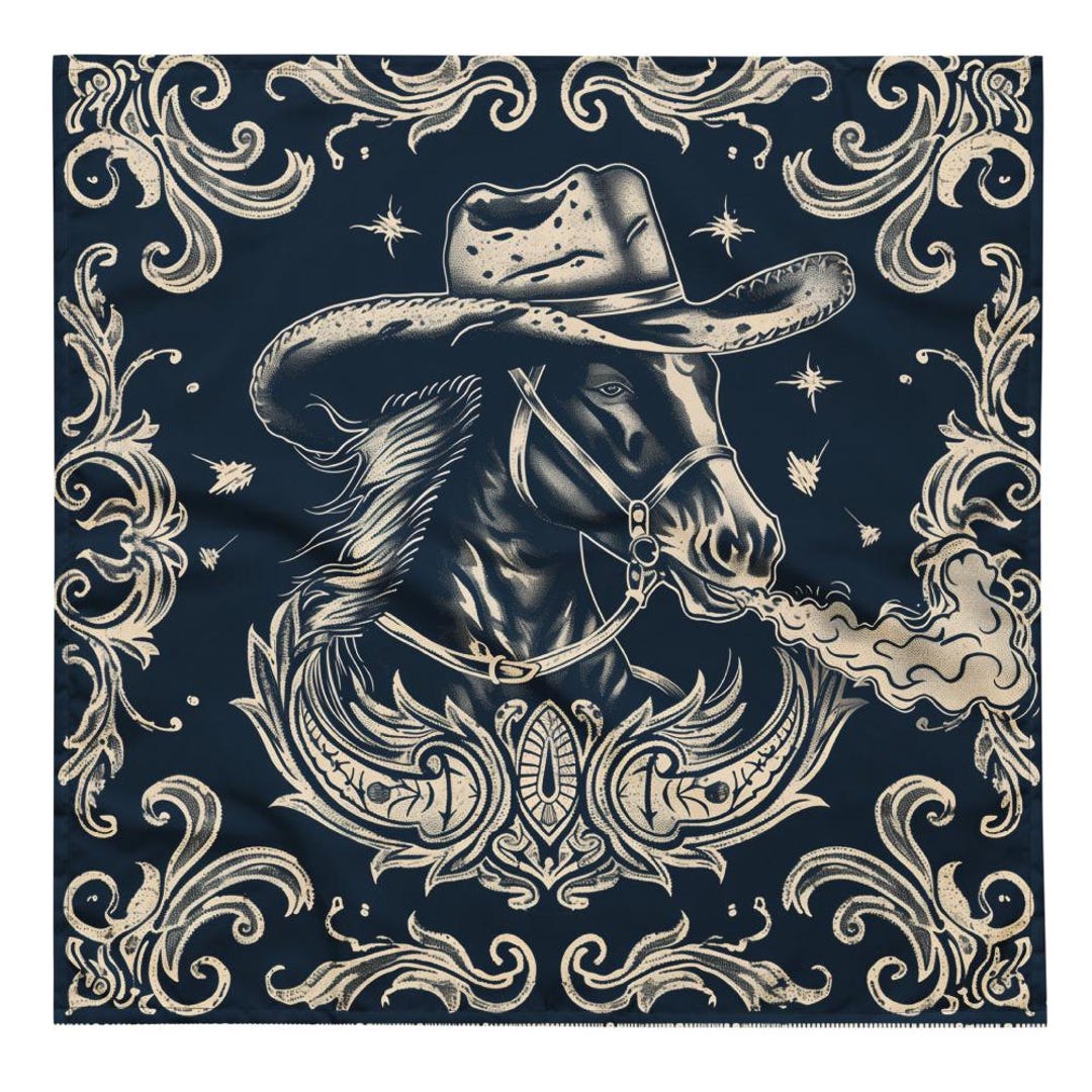Western Cowboy, Midnight Mustangs Bandana, Cowgirl, Pet Bandana, Wild ...