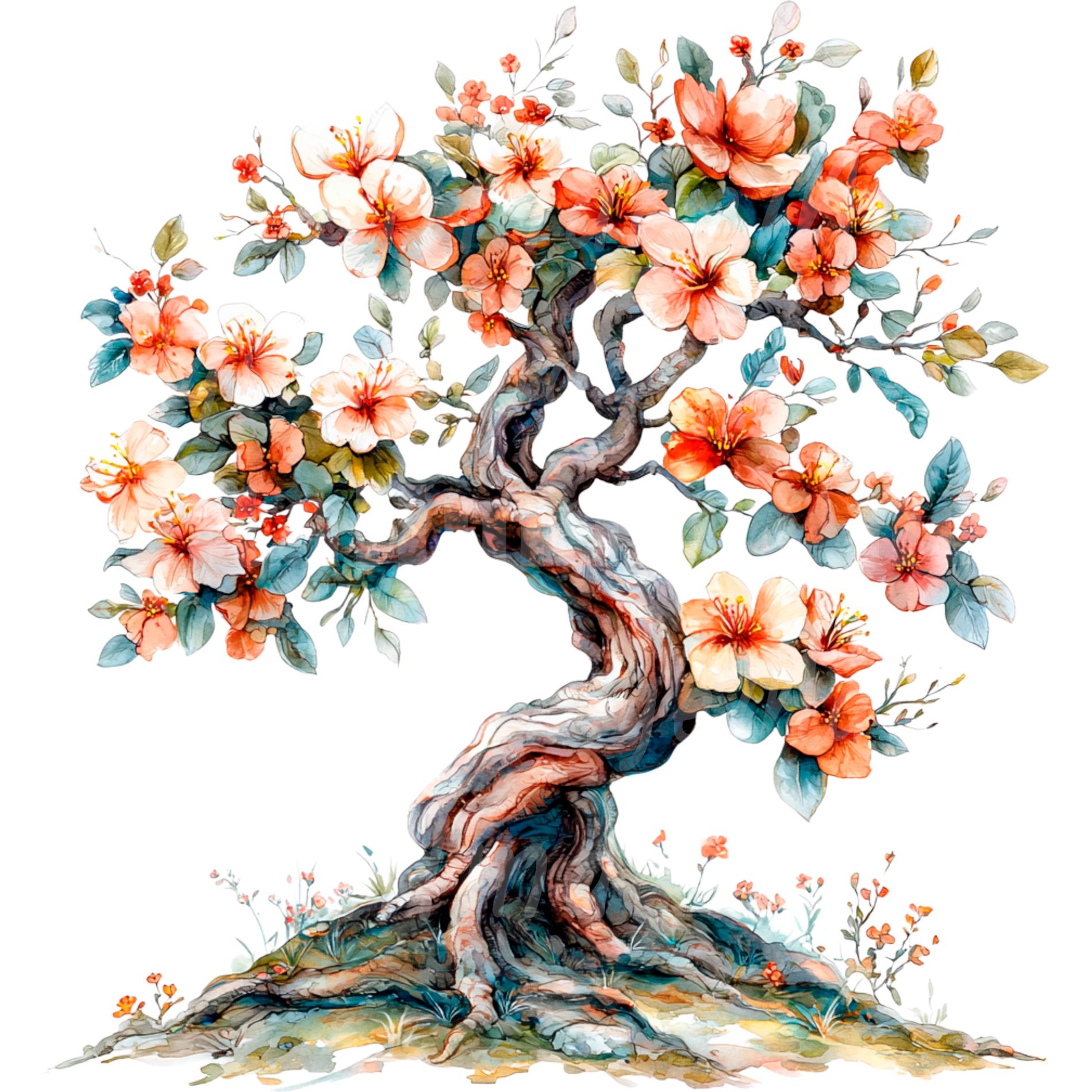 18 Mythical Tree Clipart, Floral Tree Print, Printable Watercolor ...