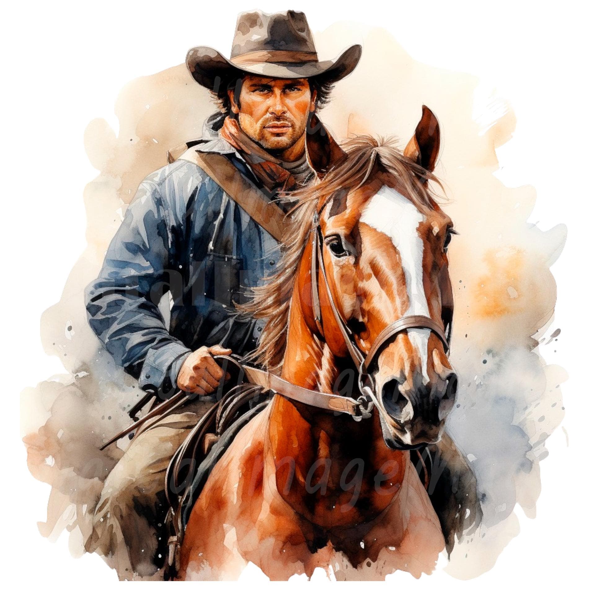19 Cowboy Clipart, Wild West Cowboy, Printable Watercolor Clipart, High ...