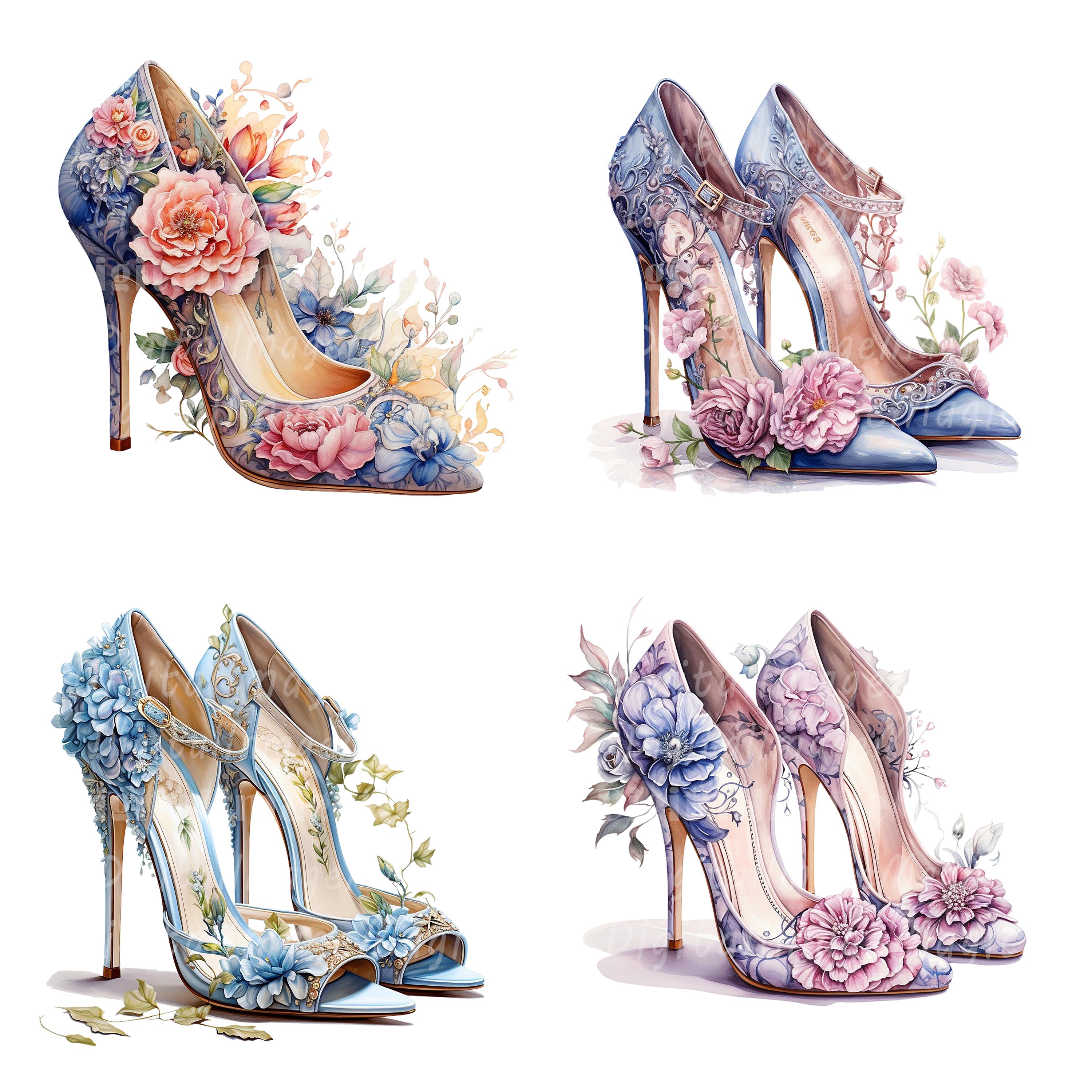 34 Floral Prom Shoes Clipart PNG, High Heels Clipart, Digital Clipart ...