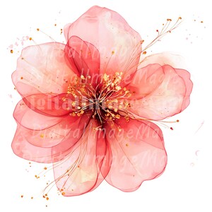 14 Abstract Flowers Clipart, Pink Gold Flower, Flowers Print, Printable ...