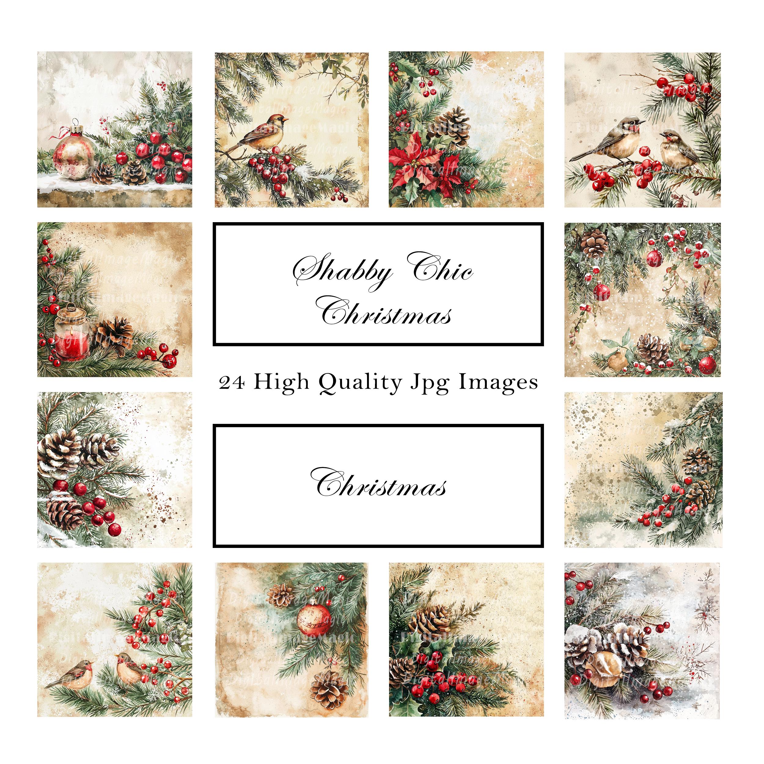 Shabby Chic Christmas 12 X 12 Digital Paper Pack, Scrapbook Paper ...