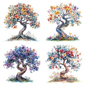 18 Mythical Tree Clipart, Floral Tree Print, Printable Watercolor ...