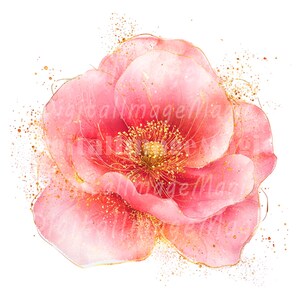 14 Abstract Flowers Clipart, Pink Gold Flower, Flowers Print, Printable ...