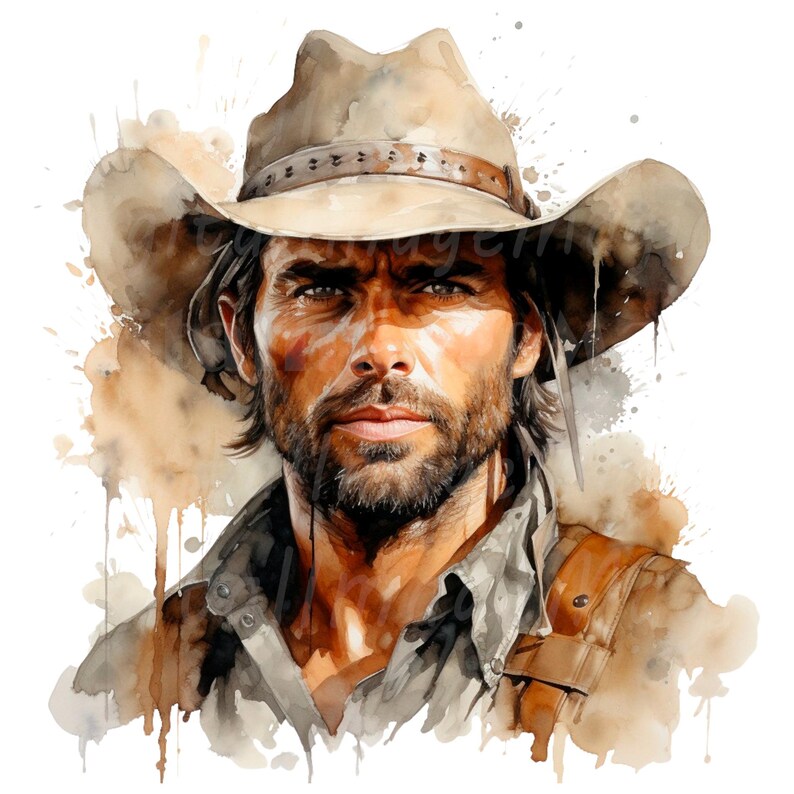 19 Cowboy Clipart, Wild West Cowboy, Printable Watercolor Clipart, High ...