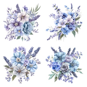 18 Lavender Bouquet Clipart, Wedding Bouquet, Printable Watercolor ...