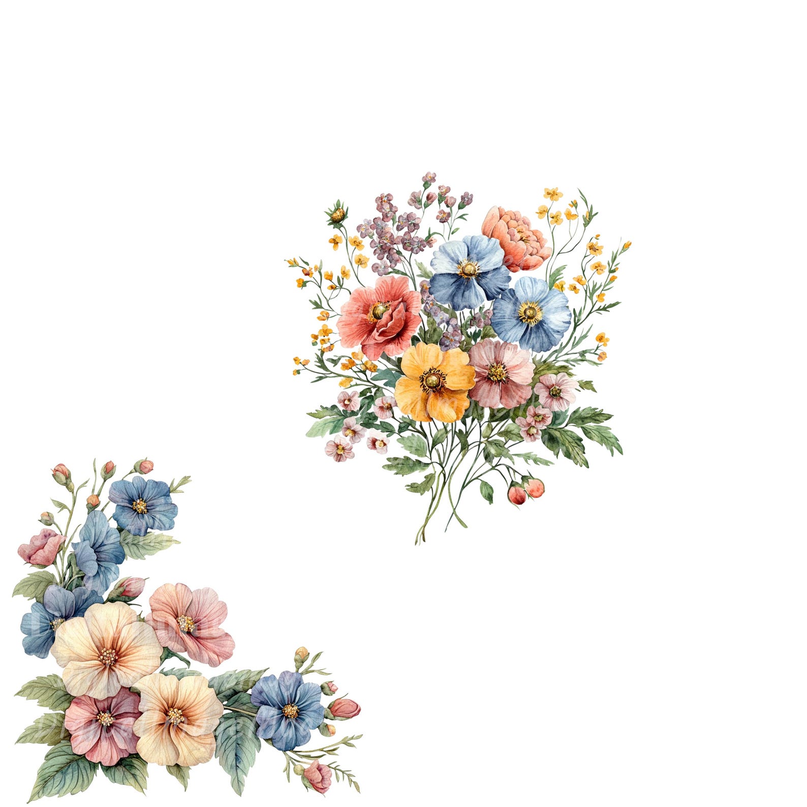 24 Regency Flowers Arrangement Clipart, Romantic Flowers, Printable ...