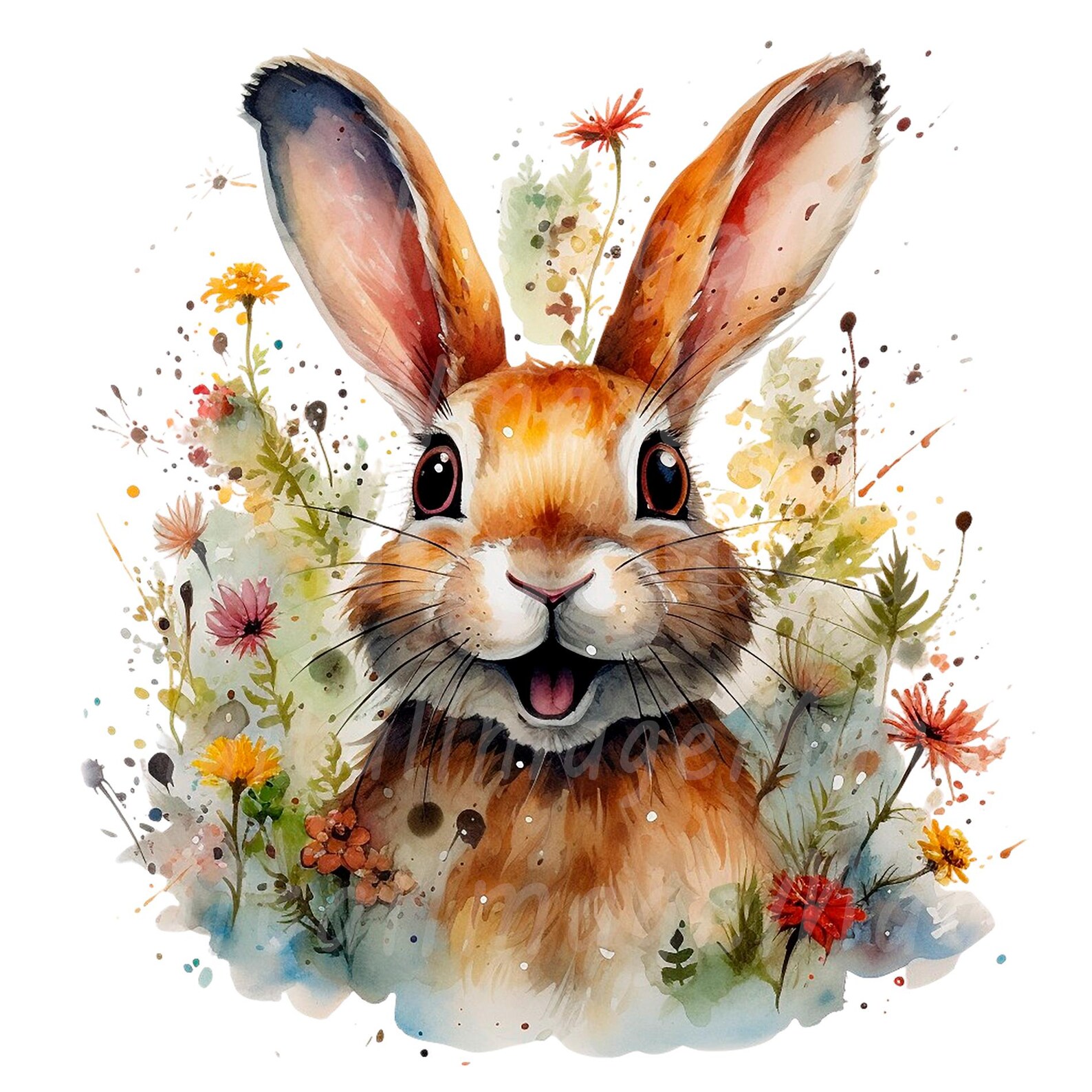 18 Surprised Hare Clipart, Amazed Rabbit, Printable Watercolor Clipart ...