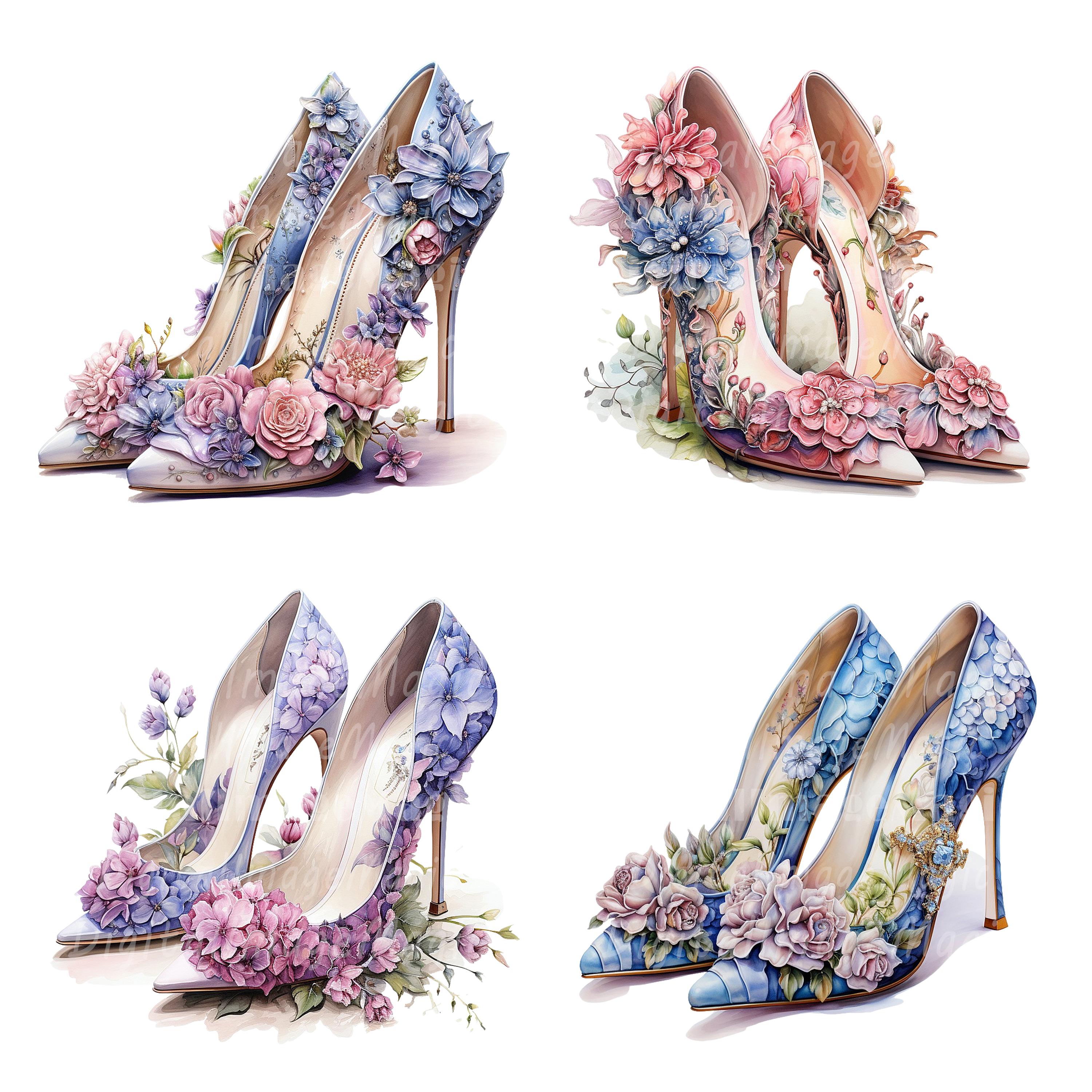 34 Floral Prom Shoes Clipart PNG, High Heels Clipart, Digital Clipart ...