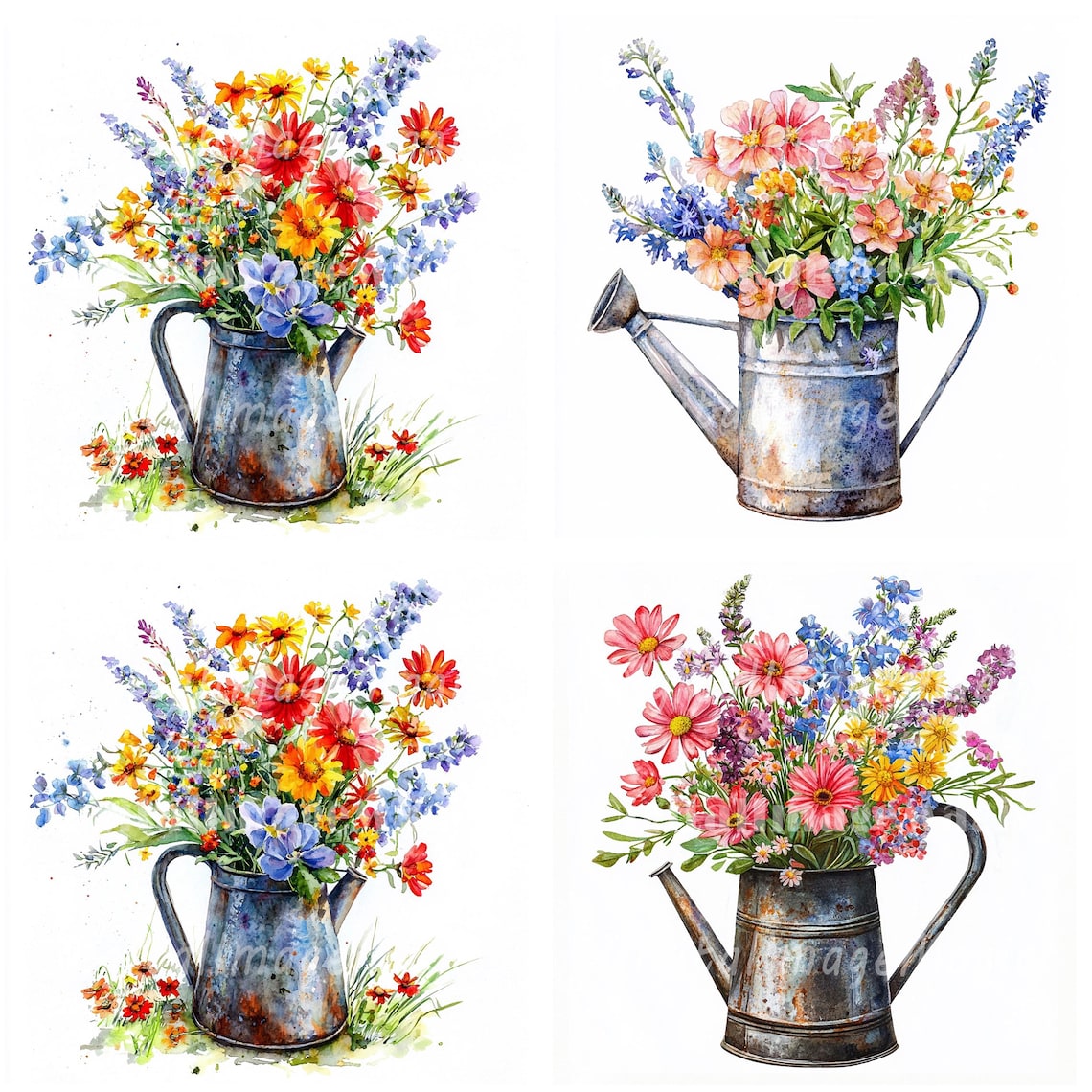 Summer Flowers Clipart 24 High Quality Jpgs Digital Download Card ...
