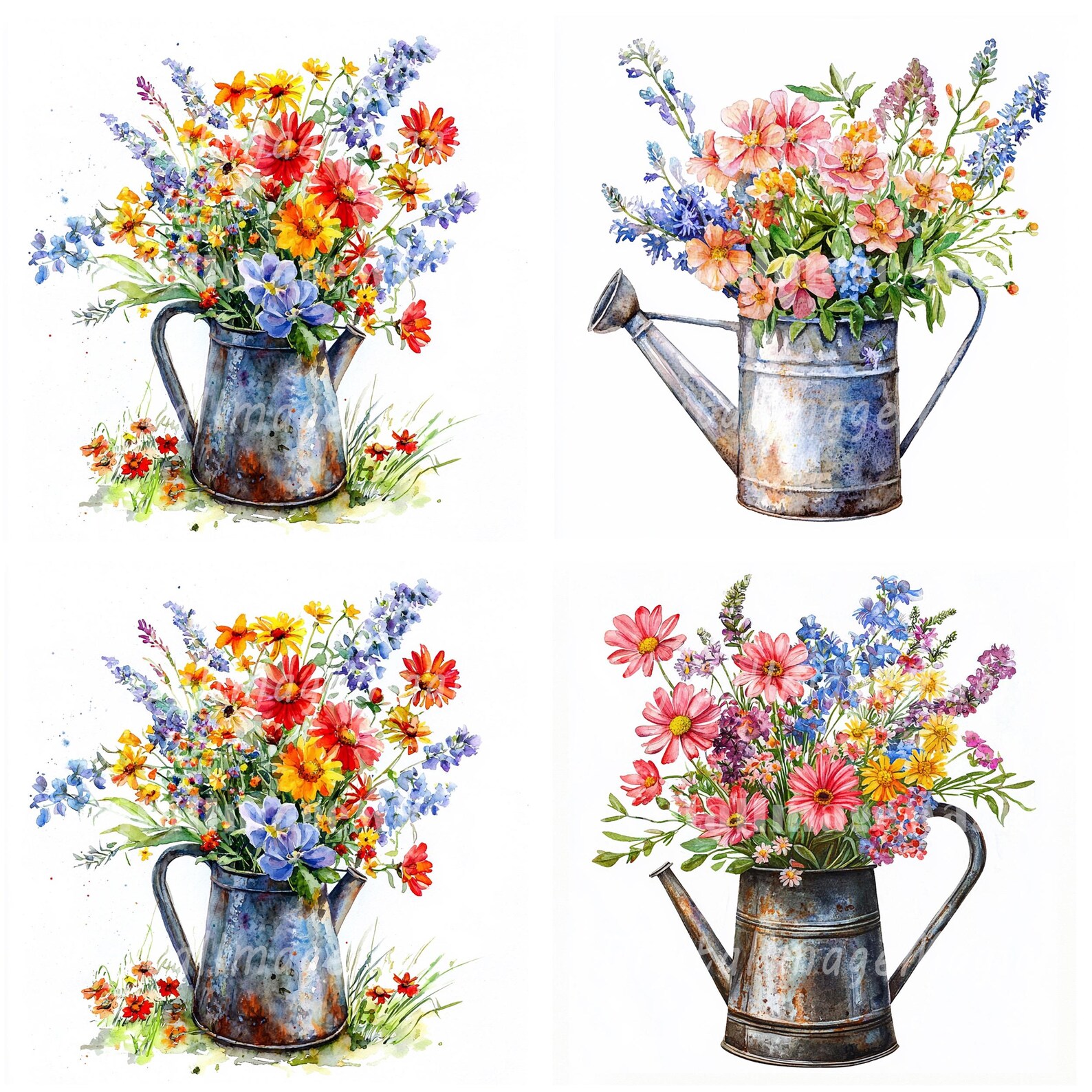 Summer Flowers Clipart 24 High Quality Jpgs Digital Download Card ...