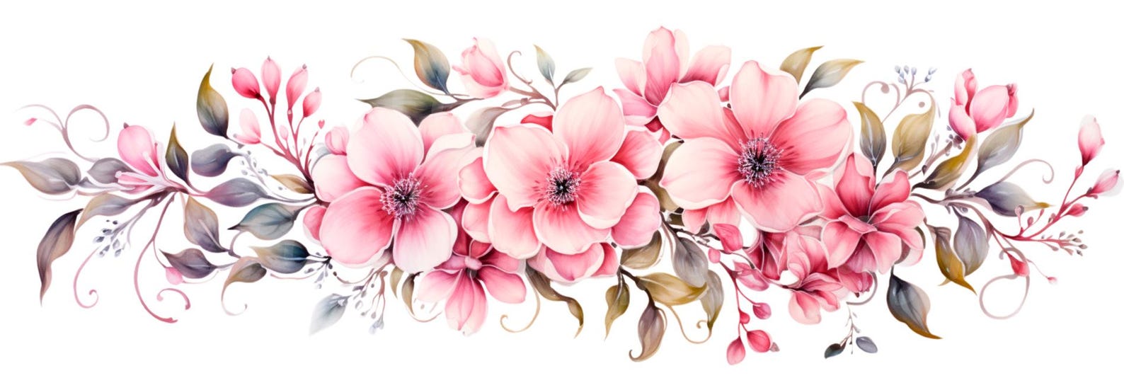 18 Flower Border MIX Clipart, Floral Border Bundle, Digital Clipart ...