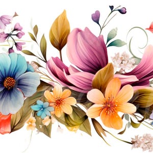 18 Flower Border MIX Clipart, Floral Border Bundle, Digital Clipart ...