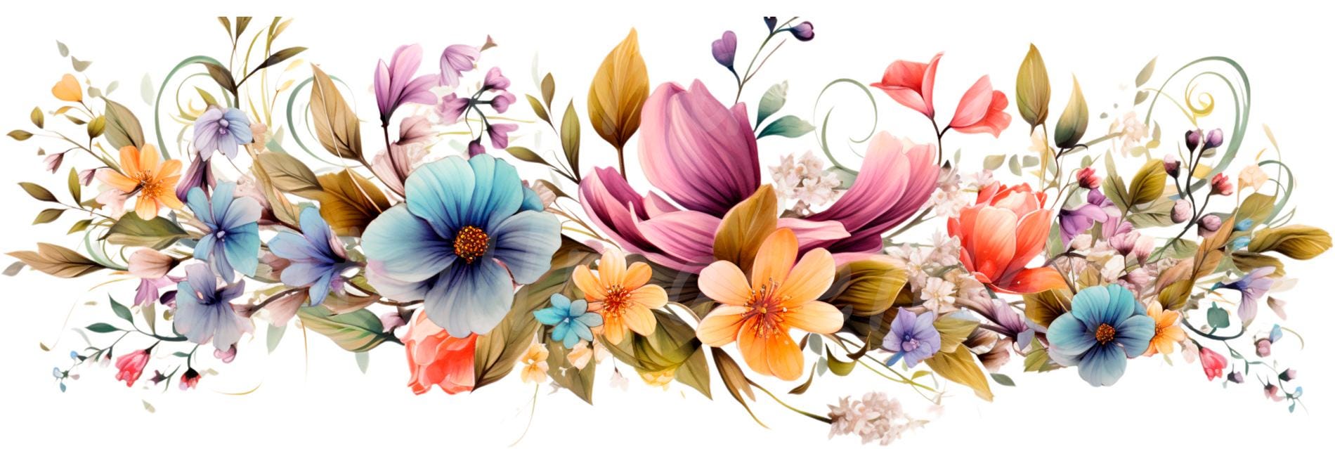 18 Flower Border MIX Clipart, Floral Border Bundle, Digital Clipart ...