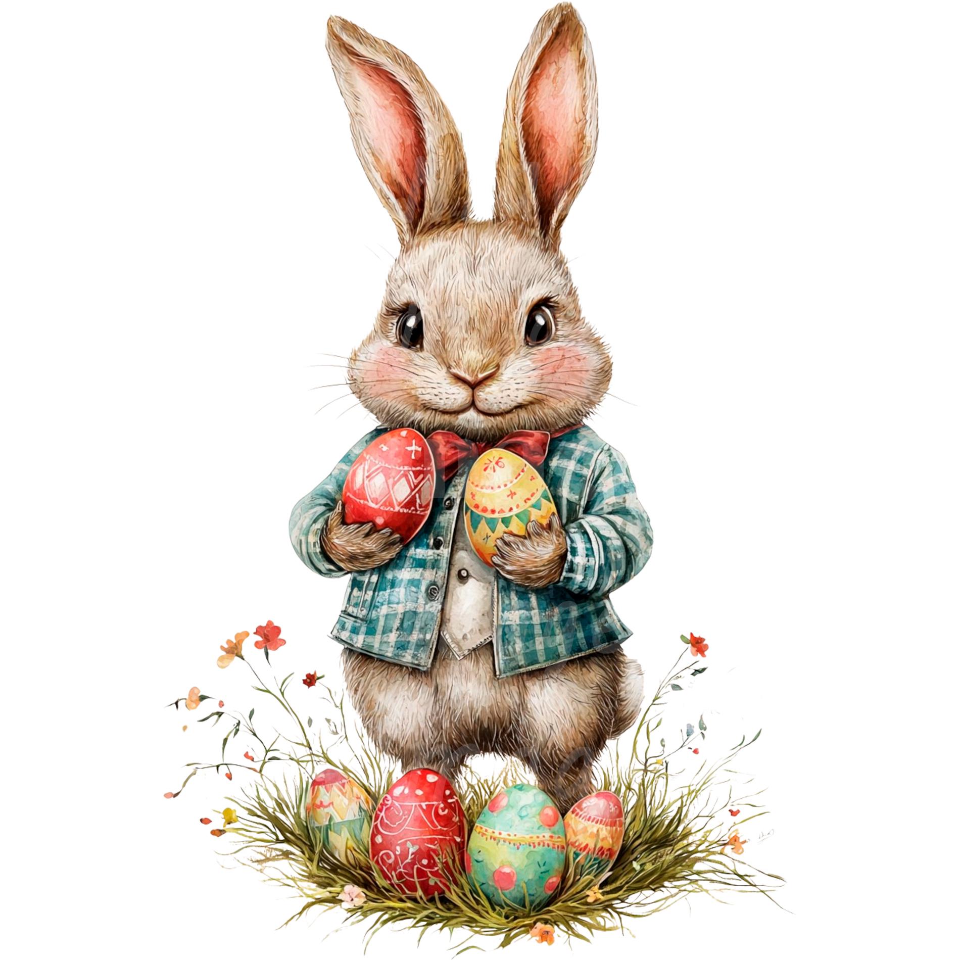 19 Easter Bunny Clipart, Vintage Rabbit Clipart, Printable Watercolor ...