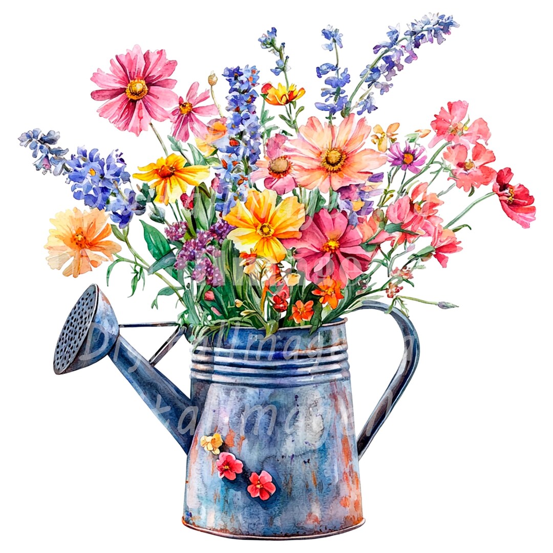 24 Summer Flowers Clipart, Flowers Clipart, Printable Watercolor ...