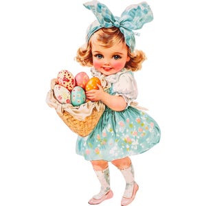 19 Easter Little Girl Clipart, Vintage Clipart, Printable Watercolor ...