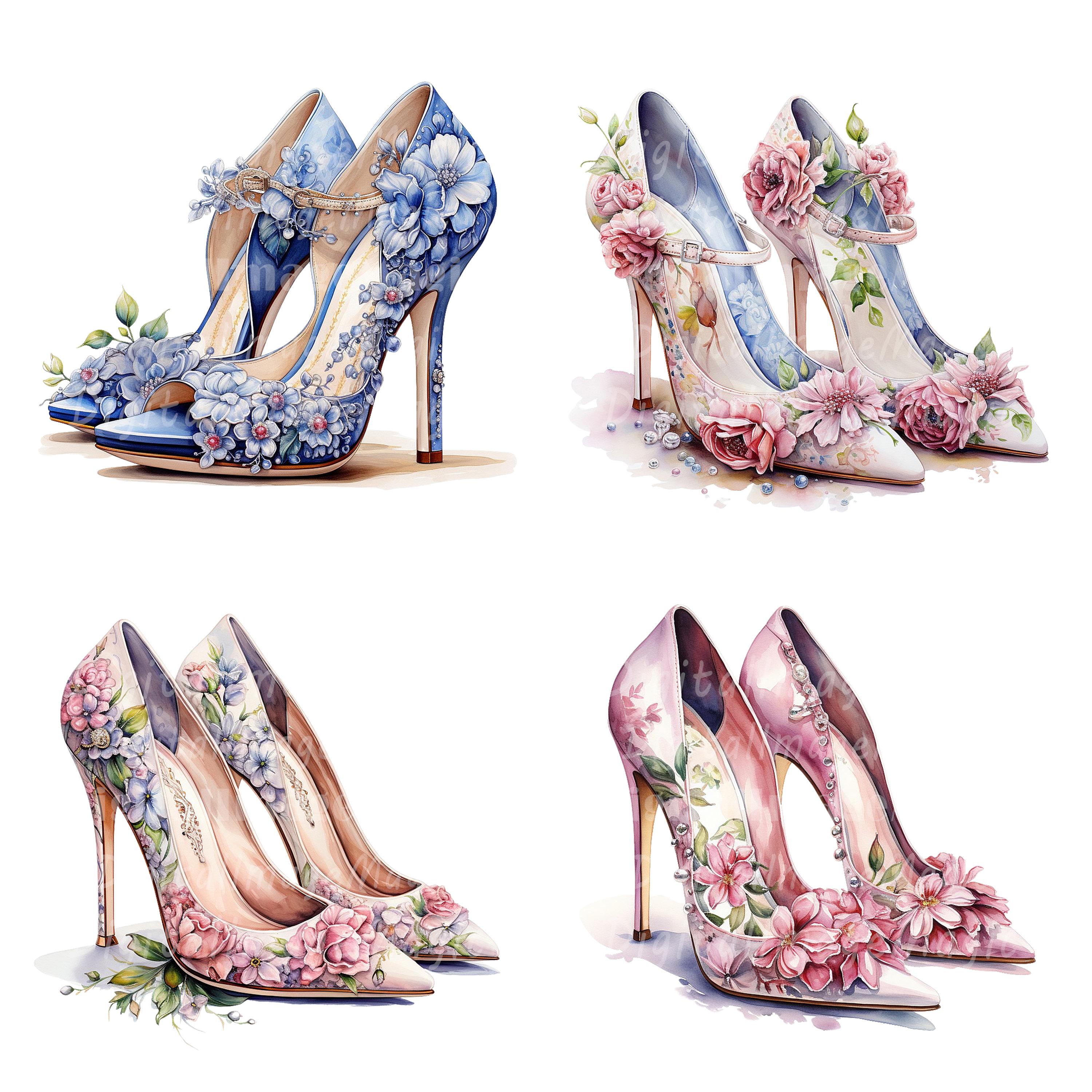 34 Floral Prom Shoes Clipart PNG, High Heels Clipart, Digital Clipart ...