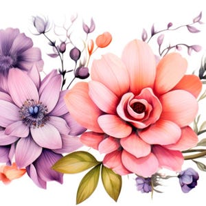 18 Flower Border MIX Clipart, Floral Border Bundle, Digital Clipart ...