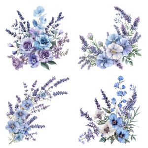18 Lavender Bouquet Clipart, Wedding Bouquet, Printable Watercolor ...