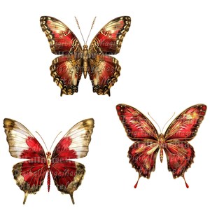 24 Red Golden Butterfly Clipart, Wall Print, Printable Watercolor ...