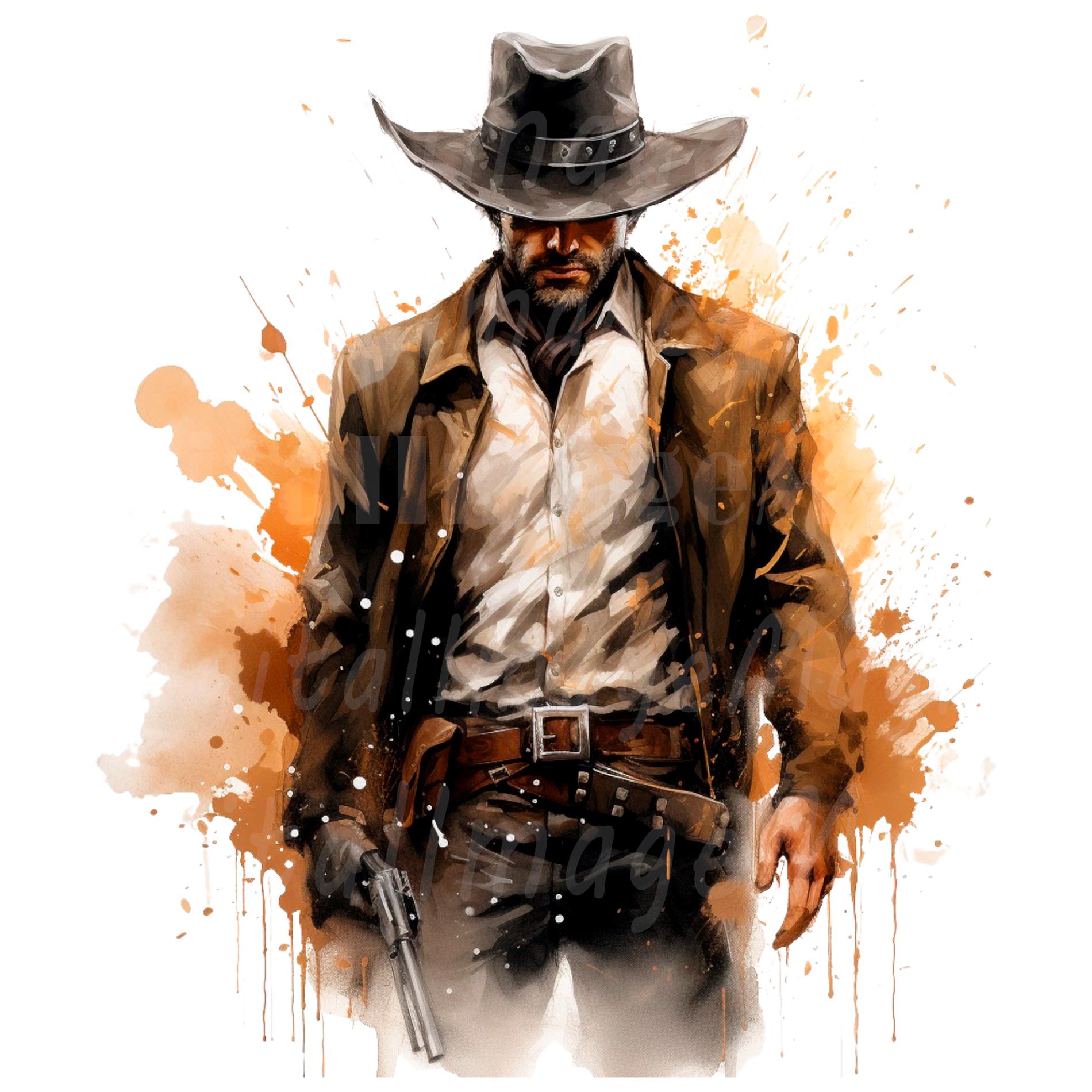 19 Cowboy Clipart, Wild West Cowboy, Printable Watercolor Clipart, High ...