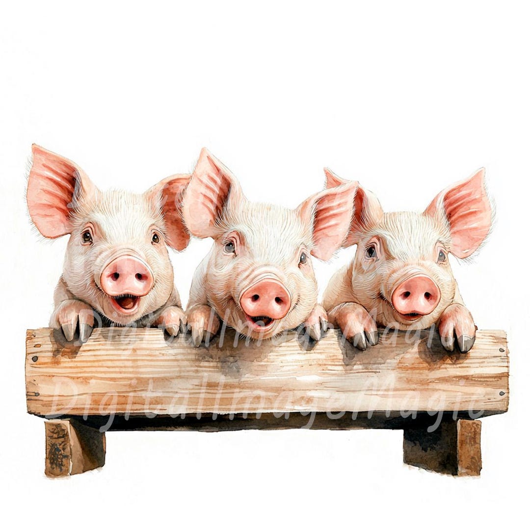 24 Farmyard Pig Clipart, Printable Watercolor Clipart, High Quality ...