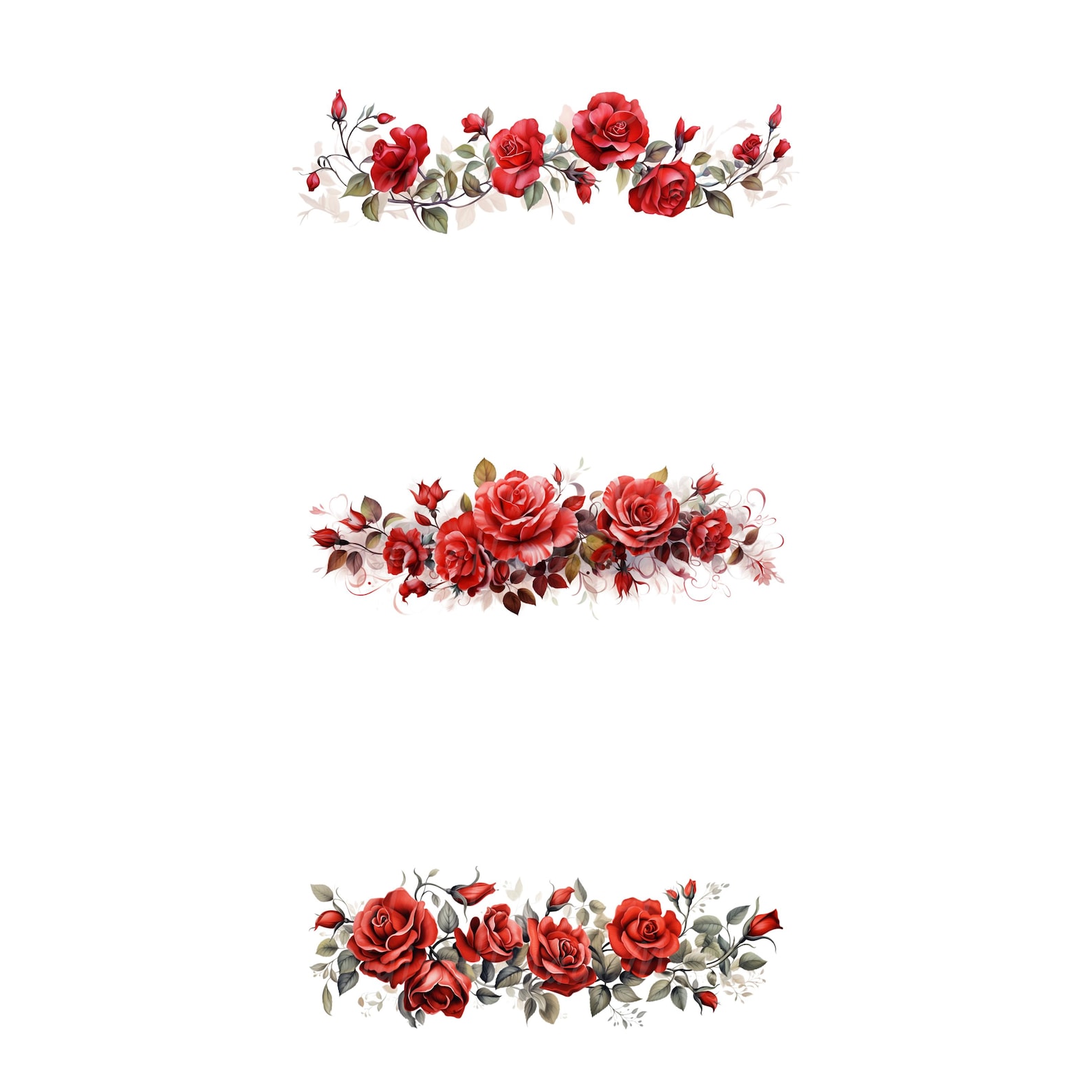 16 Rose Flower Border Clipart, Floral Border Bundle, Digital Clipart ...
