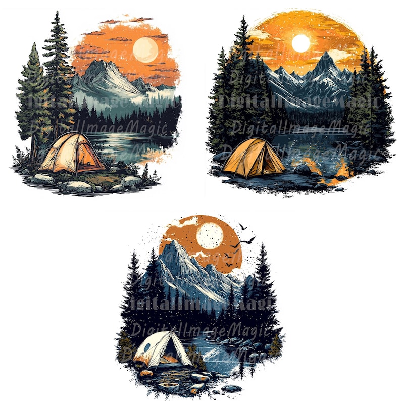 Watercolor Camping Clipart Set: Printable Travel Designs (digital ...