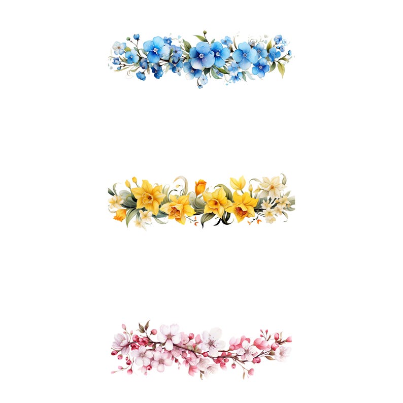 19 Flower Border MIX Clipart, Floral Border Bundle, Digital Clipart ...